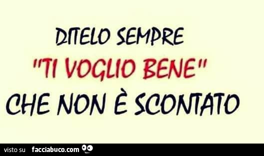 Ditelo sempre ti voglio bene, che non è scontato - Facciabuco.com